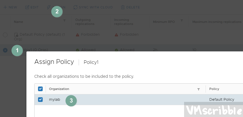 VCDA - The destination replication policy does not allow incoming ...
