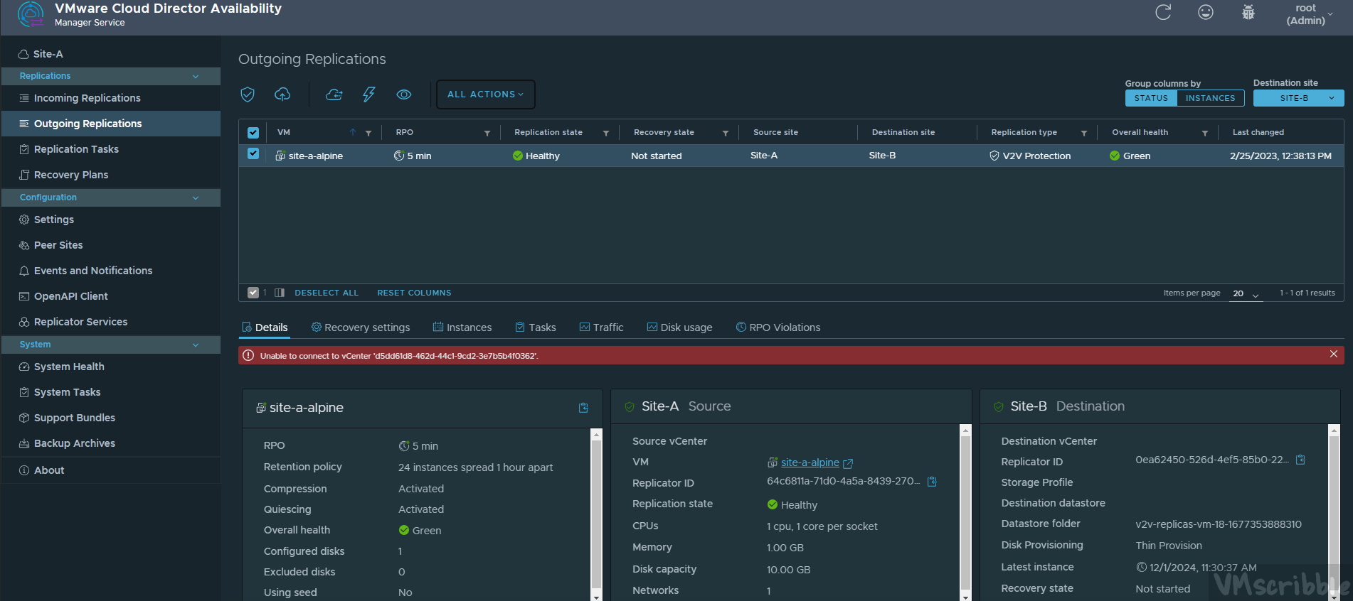 VCDA - Unable to connect to vCenter - VMscribble
